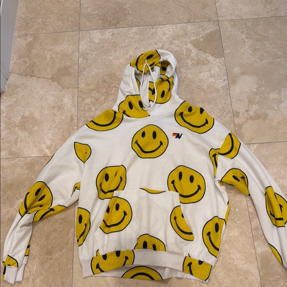 Aviator Nation | Jackets & Coats | Smiley Face White And Yellow Hoodie ...